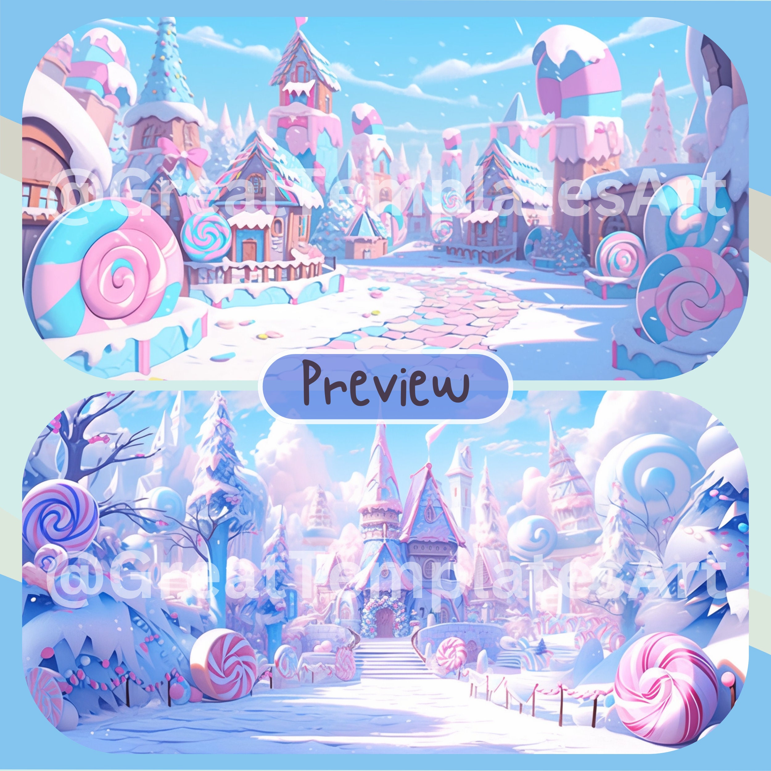 Candy Land Vtuber Background 100x Christmas Virtual Background Stream ...