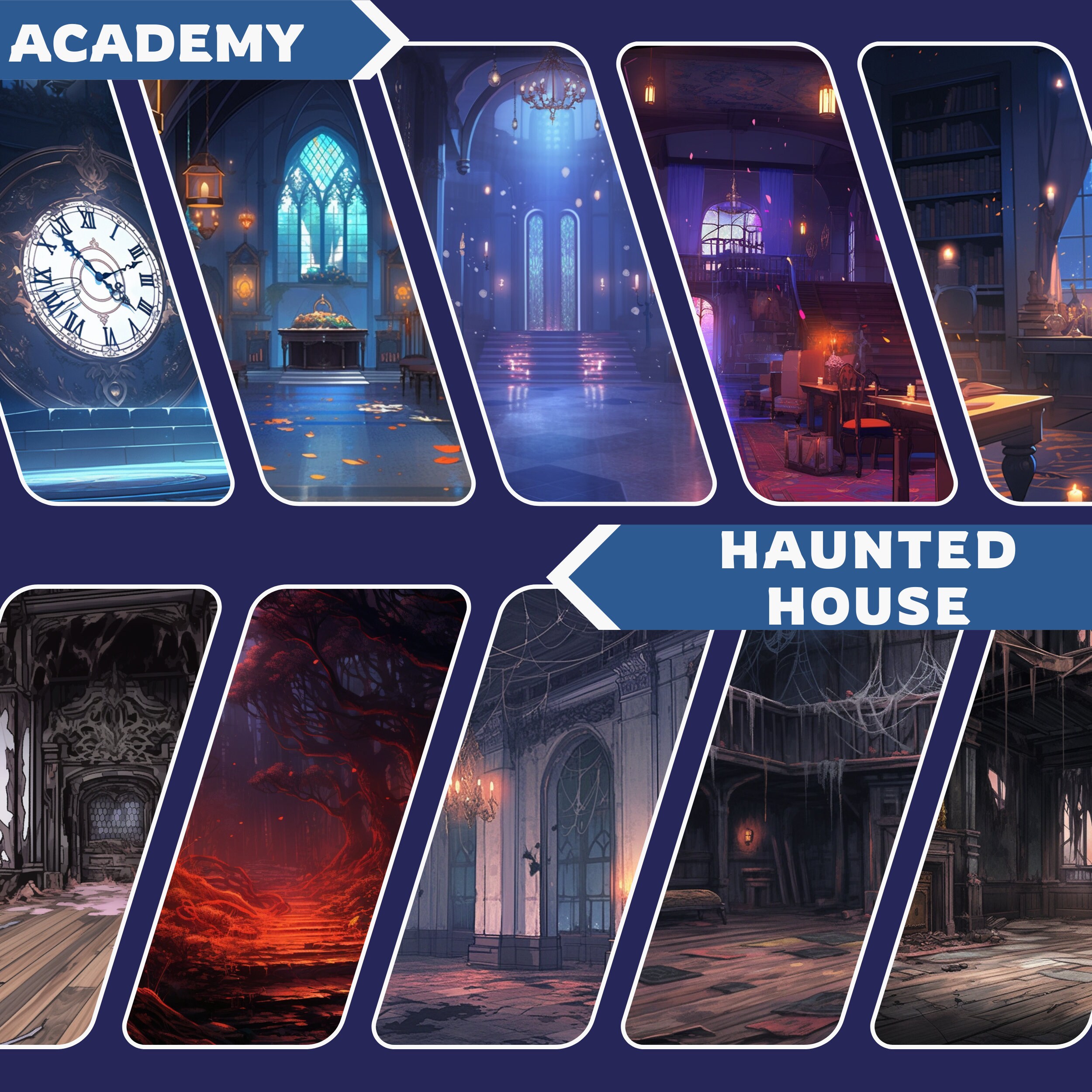 50x Spooky Halloween: Vtuber Backgrounds , Stream Assets for Twitch and ...