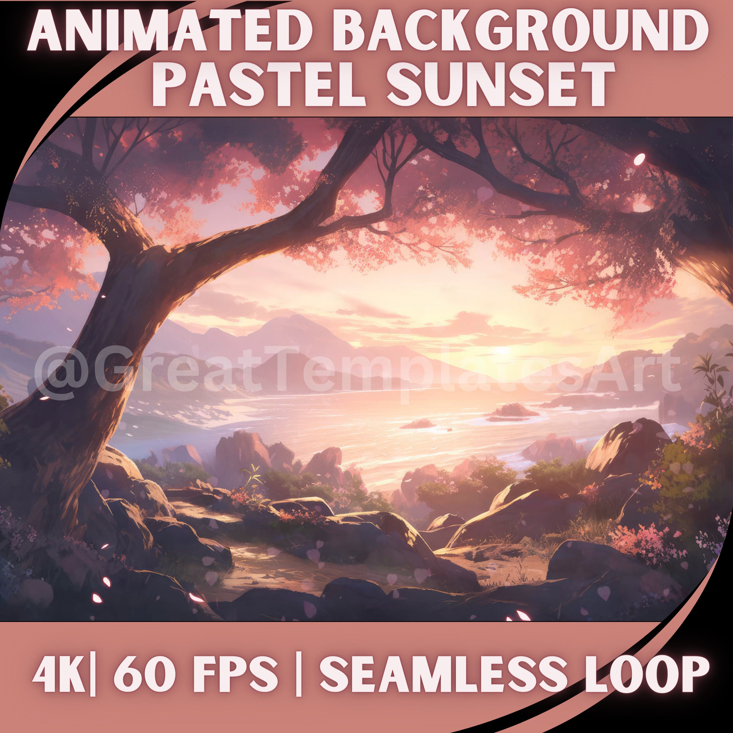 Twitch Animated Background Pastel Sunset Background Twitch Overlay Cozy ...