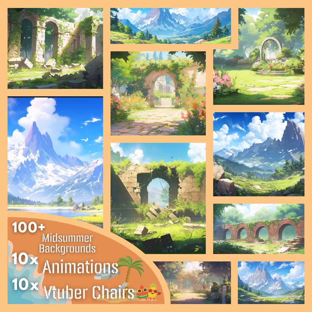 Mid-summer Cute Vtuber Background, Animated Background, Vtuber Chairs ...