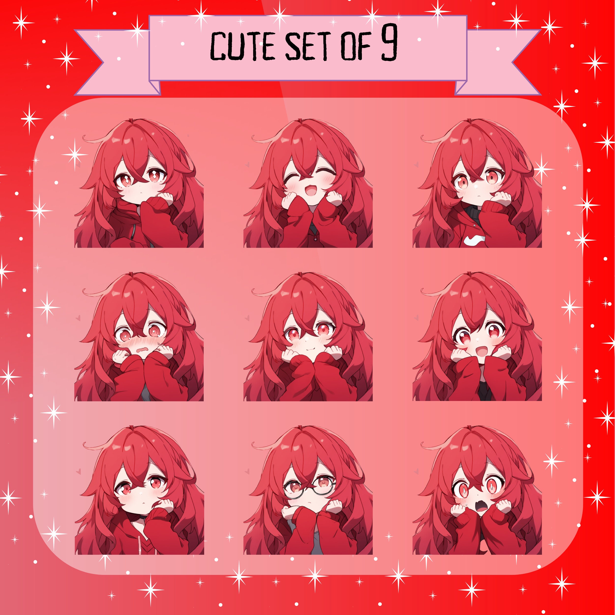 Mega Pack 45 Animated Twitch Emotes Red Hair Animated Twitch Emotes ...