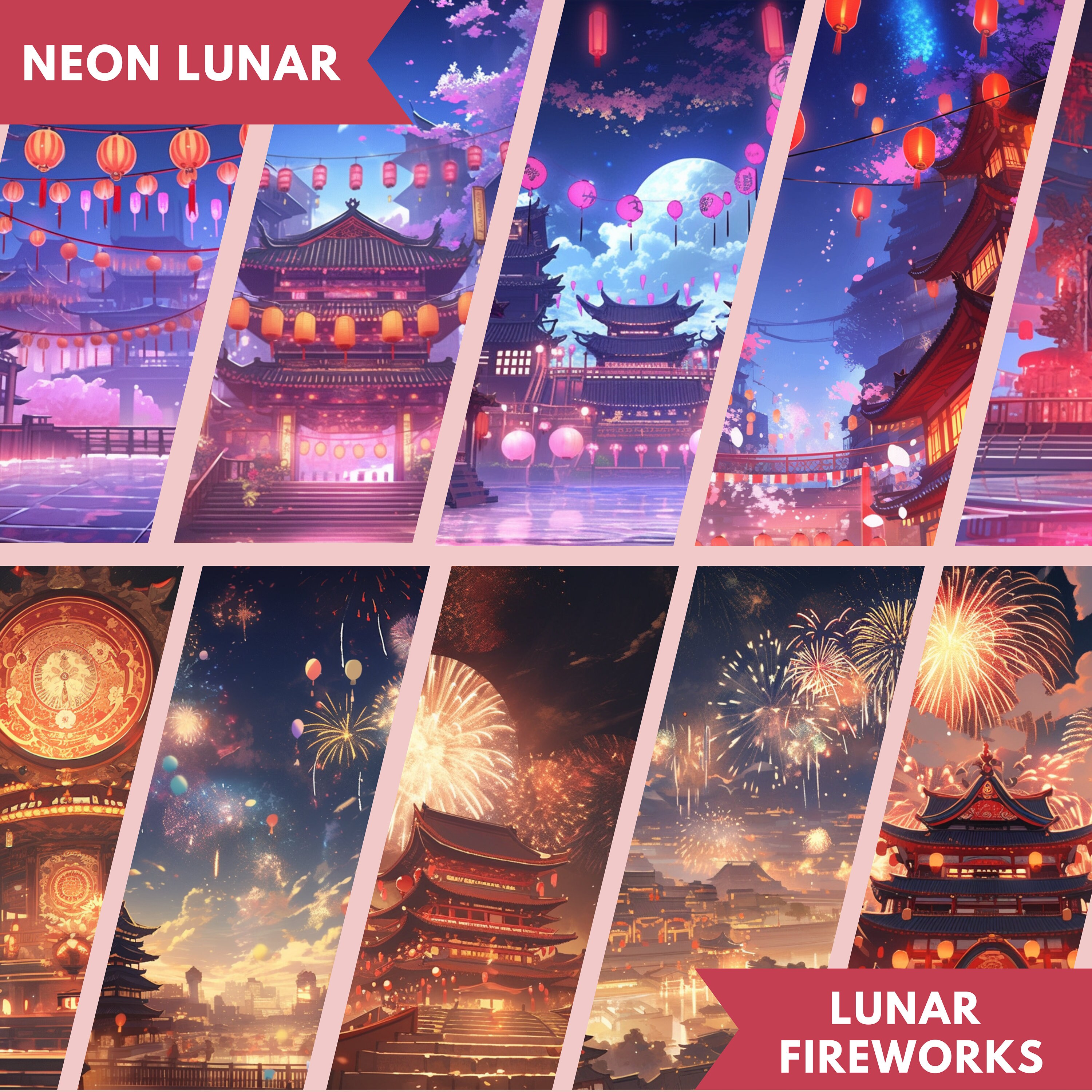 Mega Pack 200x Lunar Year Vtuber Stream Backgrounds Package Twitch ...
