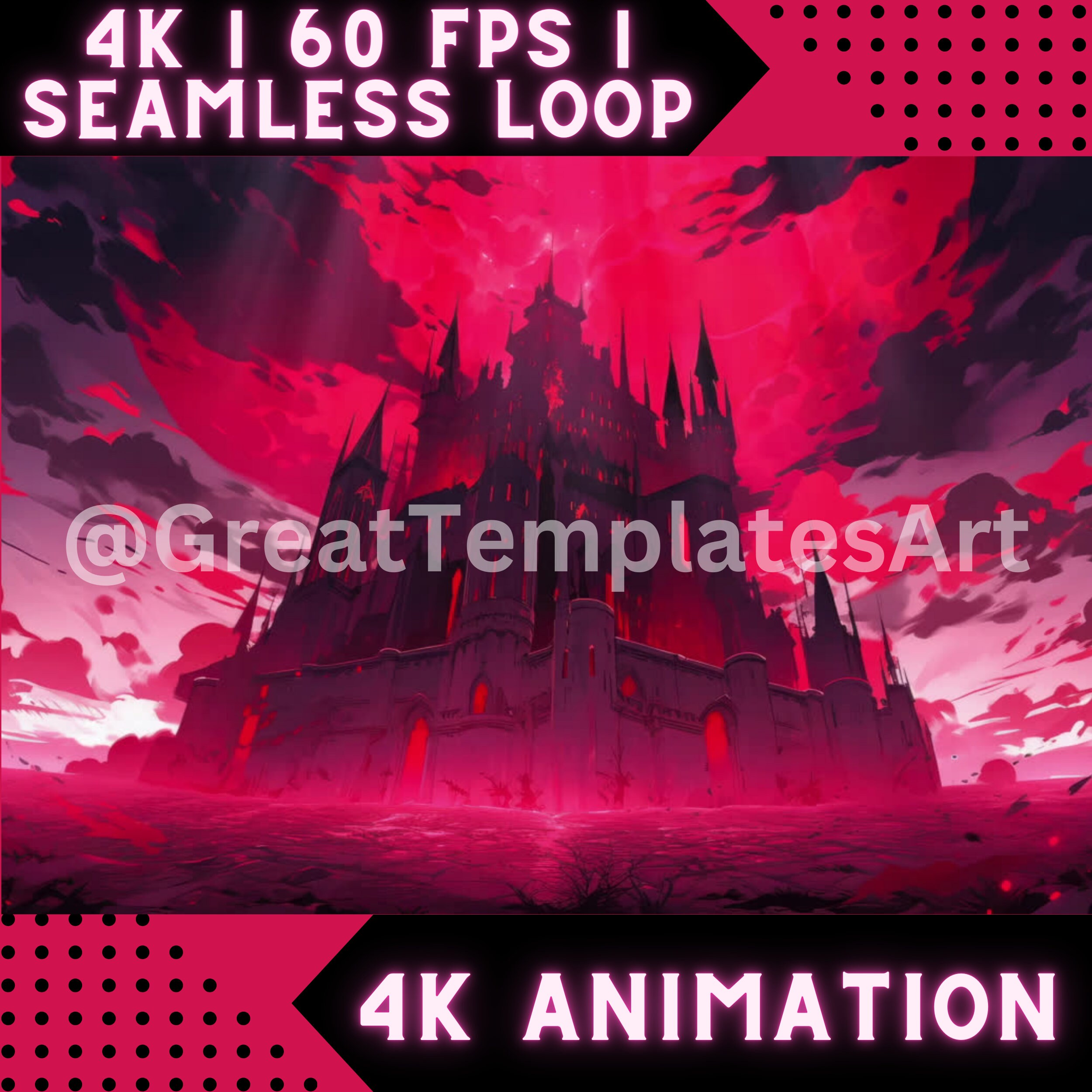 Twitch Animated Background Evil Castle Anime Lo-fi Animated Overlay ...