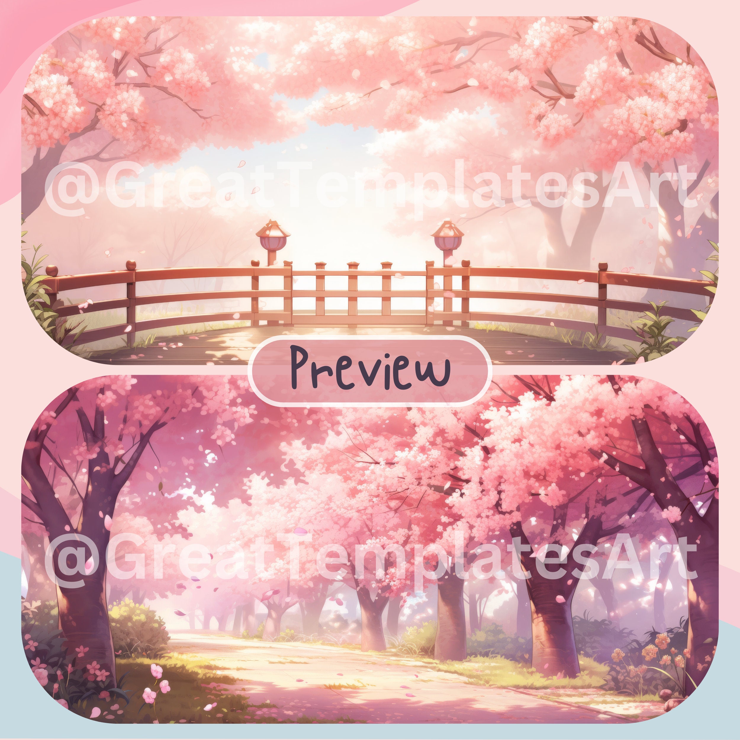 Cherry Blossom Anime Virtual Background Vtuber Background Stream Asset ...