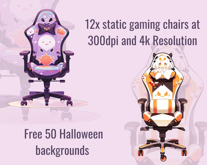 Halloween Vtuber Gaming Chair Set: 12x Chairs + 50 Backgrounds (PNG ...
