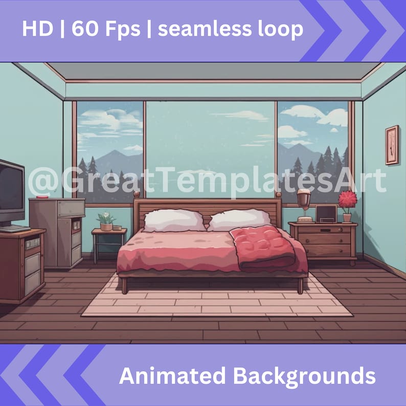 Twitch Animated Backgrounds: Lo-fi Pixel Art Stream Overlay (8 .mp4 ...