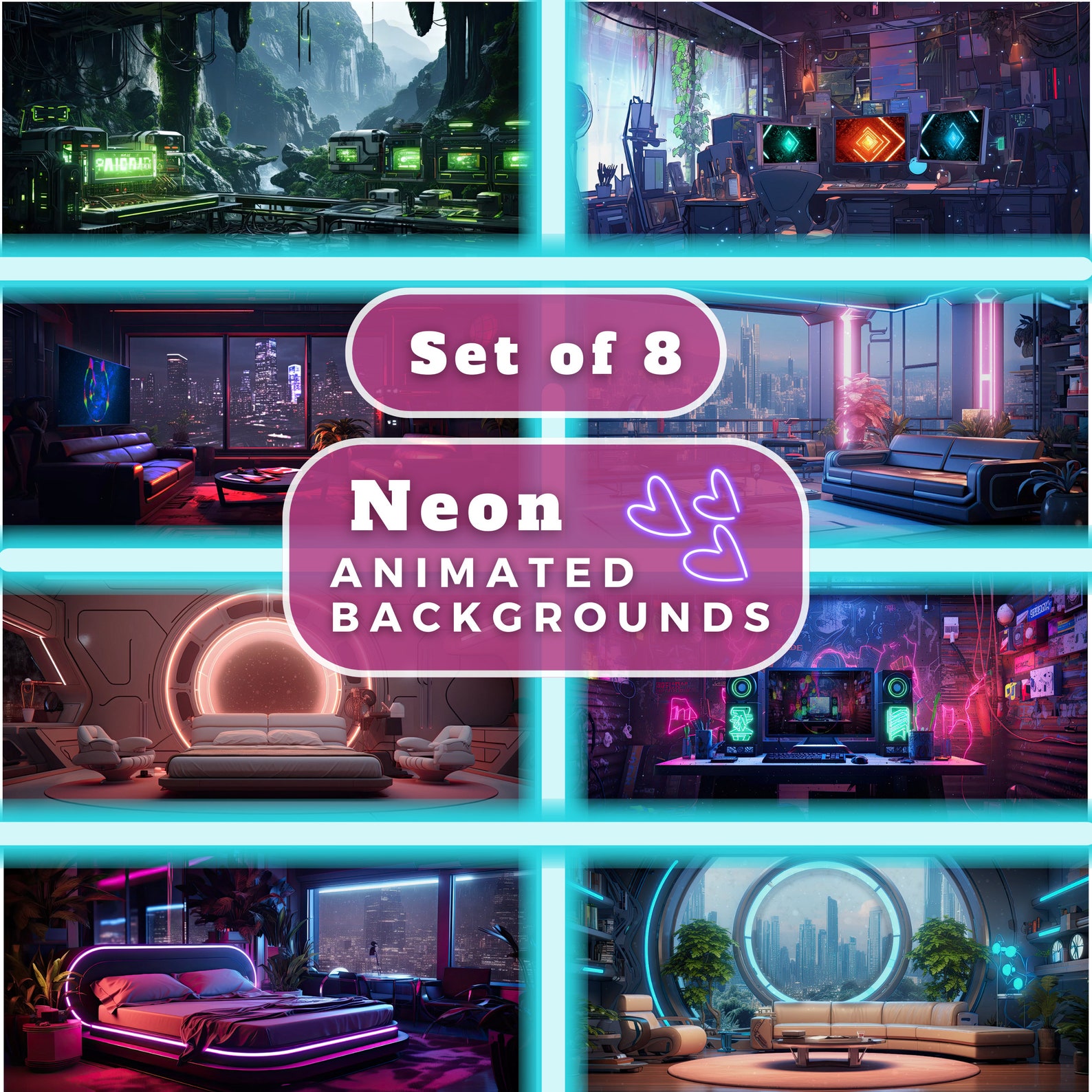 Twitch 8 Neon Animated Background Bedroom Animated Background Anime Lo ...