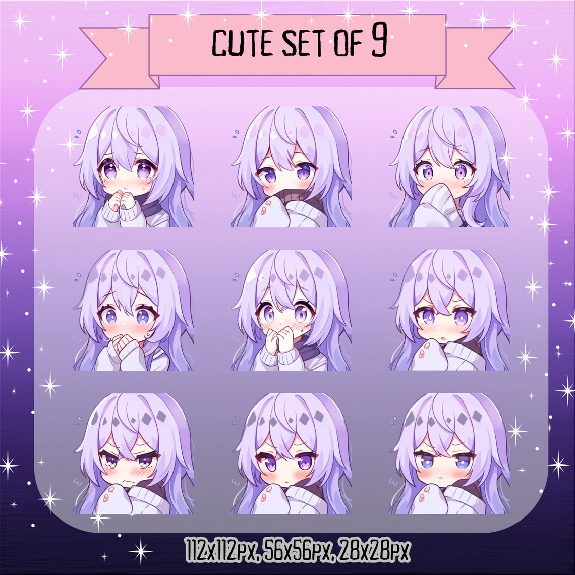 Mega Pack 45 Twitch Emotes Purple Hair Animated Twitch Emotes Cute ...