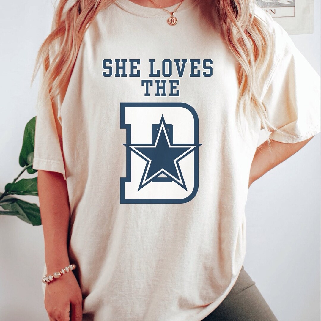 Womens Fall Football Comfort Colors Shirt Dallas Cowboys Tee She Loves the D Tshirt Football ...
