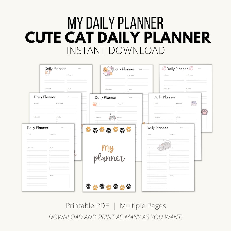 Cute Cats Daily Planner, 6x9, 11 Page Planner for Cat Lovers - Etsy