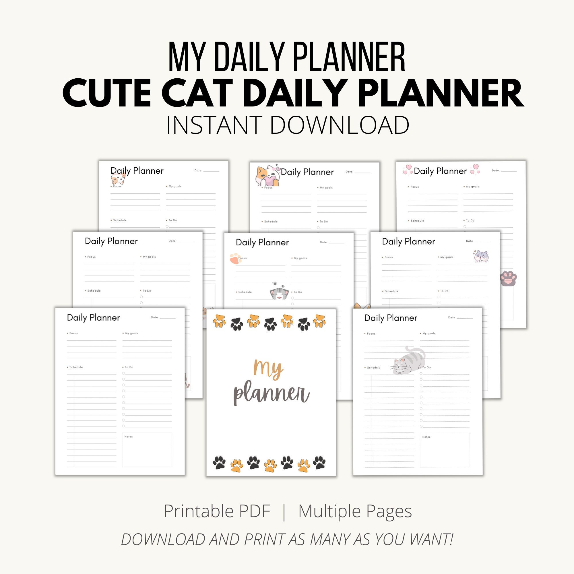 Cute Cats Daily Planner, 6x9, 11 Page Planner for Cat Lovers - Etsy