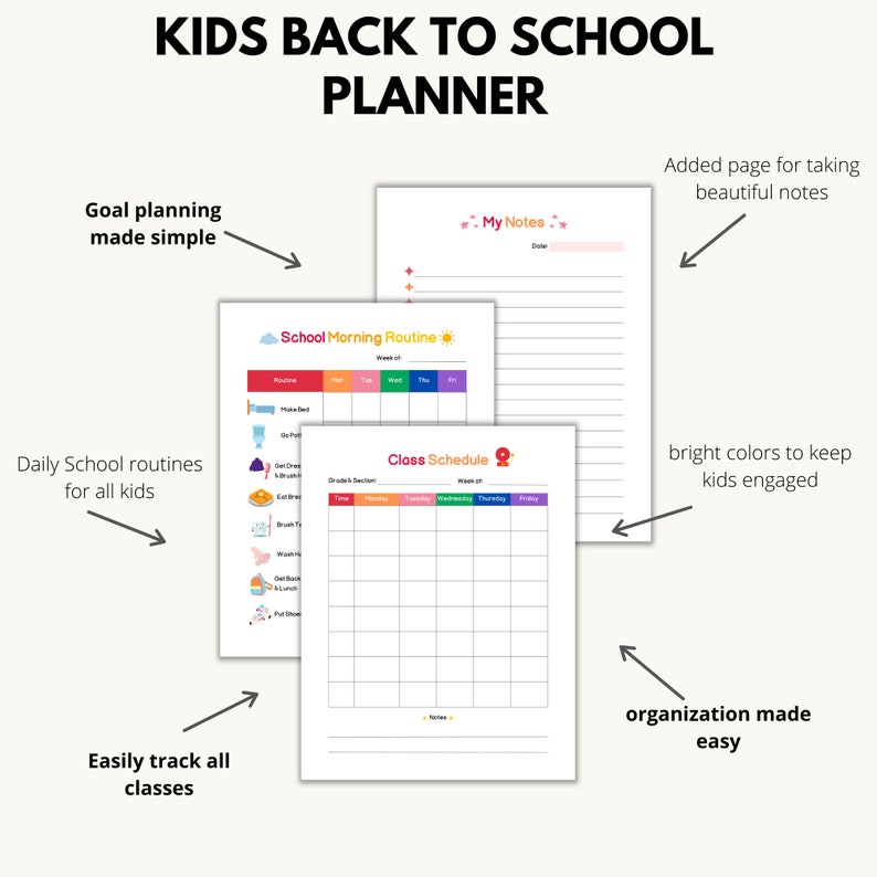 Kids Back to School Planner, Back to School Organization, 25 Page ...