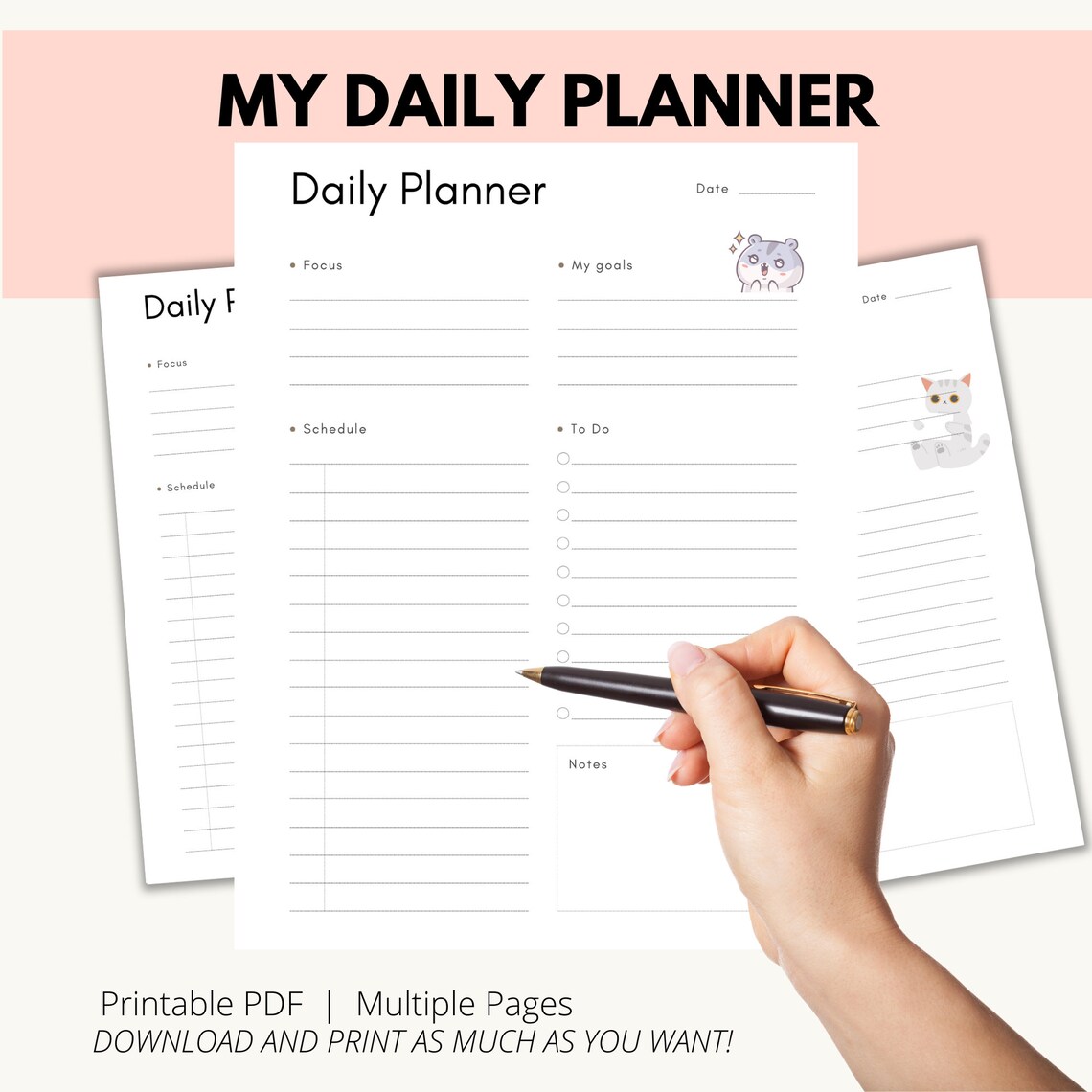 Cute Cats Daily Planner, 6x9, 11 Page Planner for Cat Lovers - Etsy