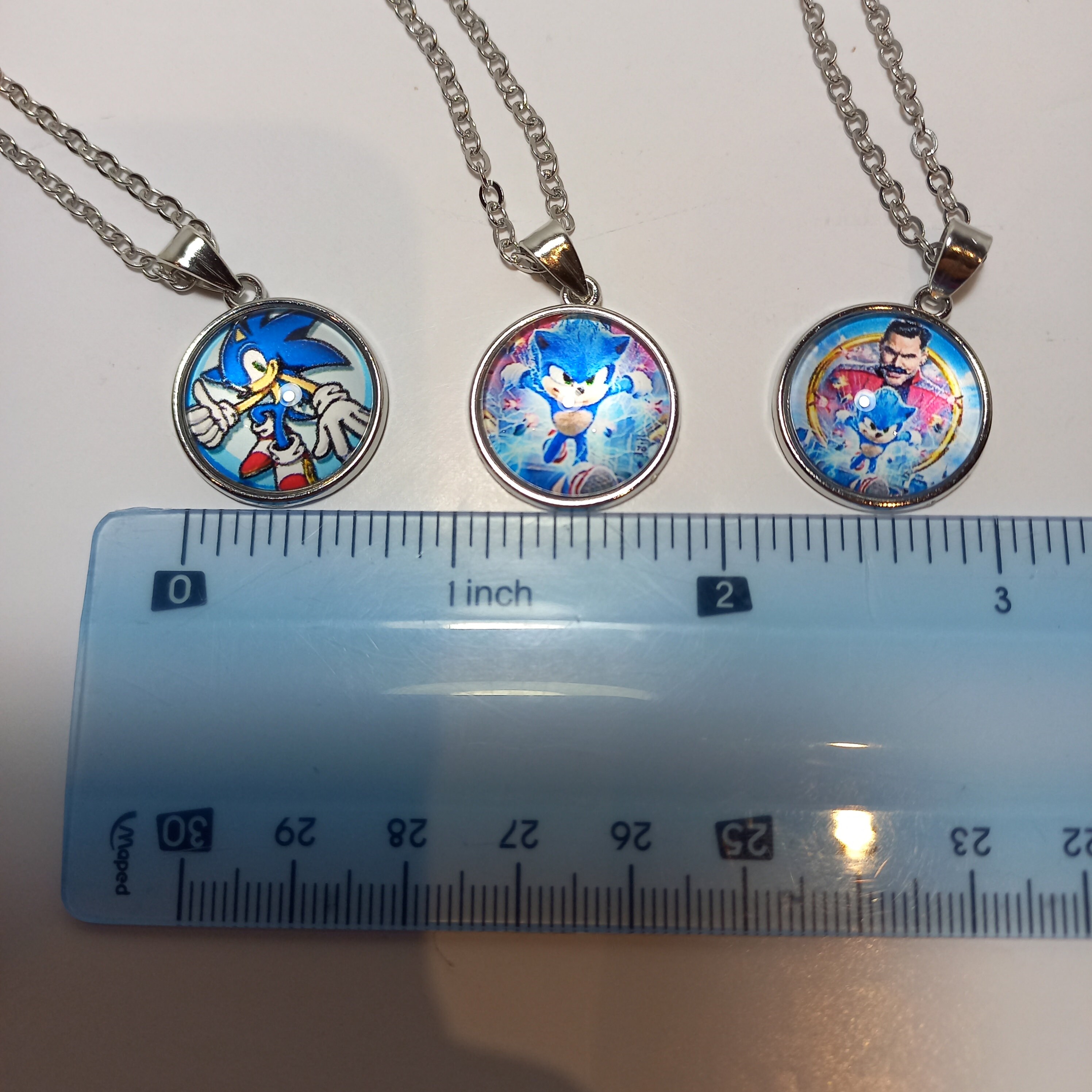 Sonic the Hedgehog 18mm. Lot of 3 Three Necklaces/pendants. New ...