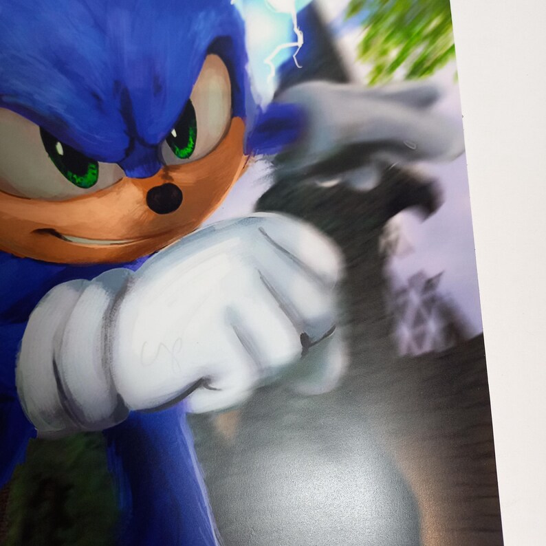 Sonic the Hedgehog Poser Approx 30cm×45cm. No Frame. Kid's Room Decor ...