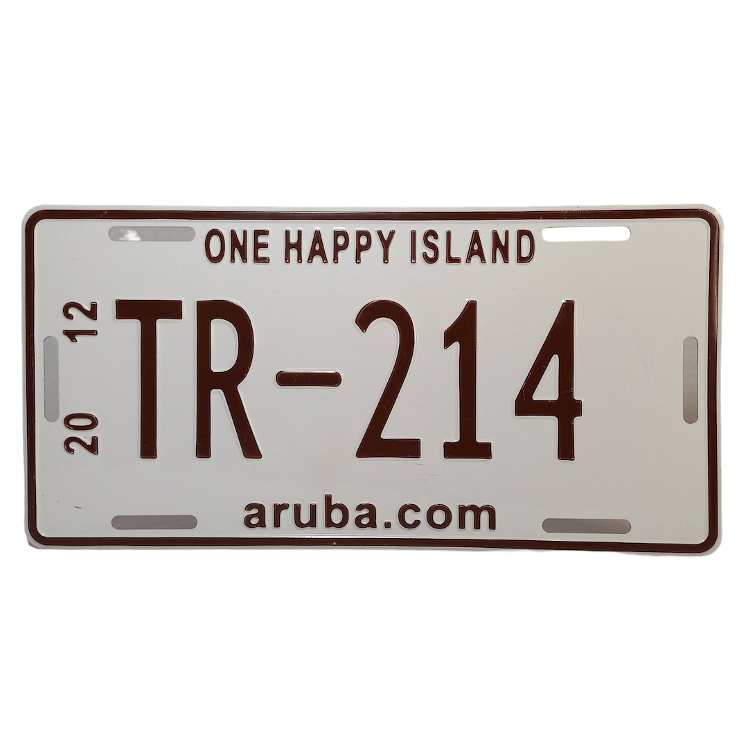 Aruba License Plate 2012 TR-214 one Happy Island New. Minor Scuffs ...