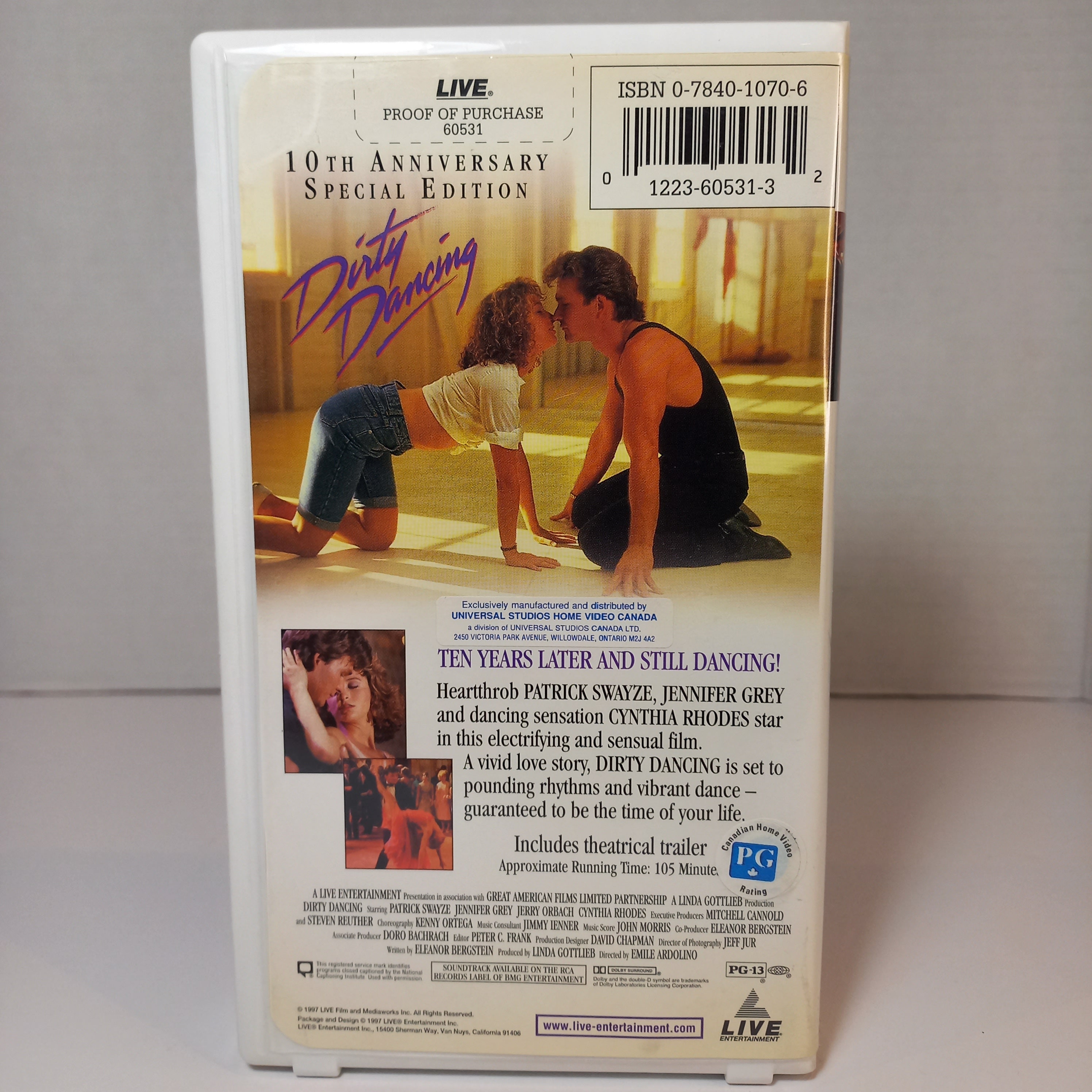 Dirty Dancing VHS, 1997, 10th Anniversary Edition Patrick Swayze ...