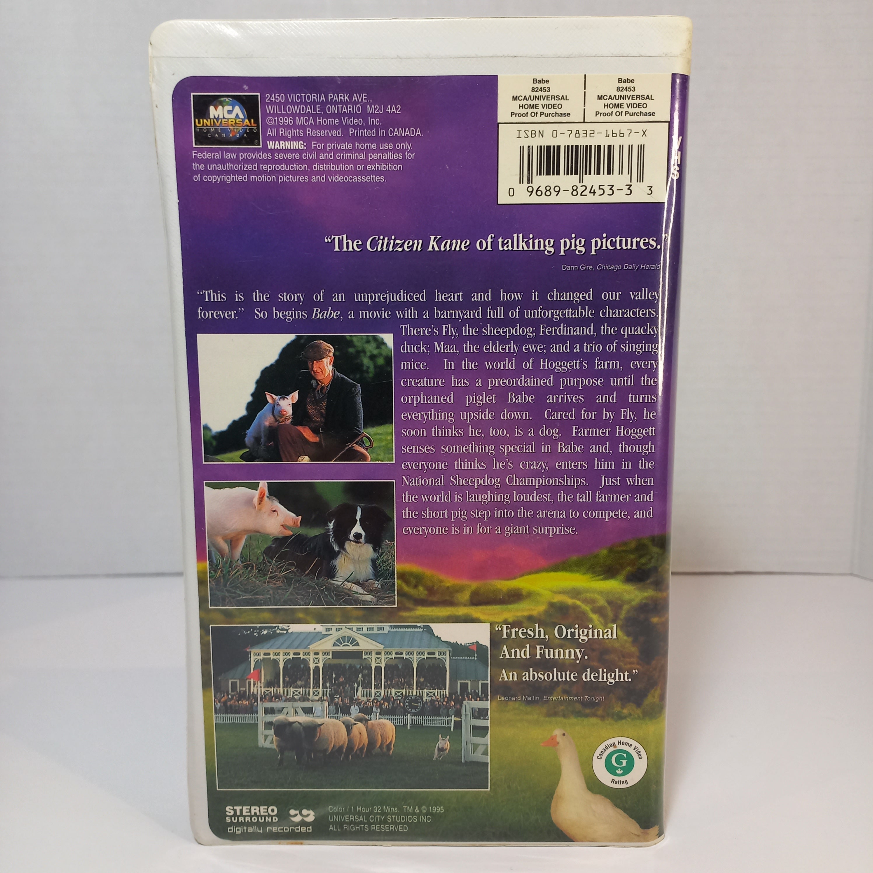 Babe VHS, 1995/1996 Canadian Edition Collectible Classic. Fast Shipping ...