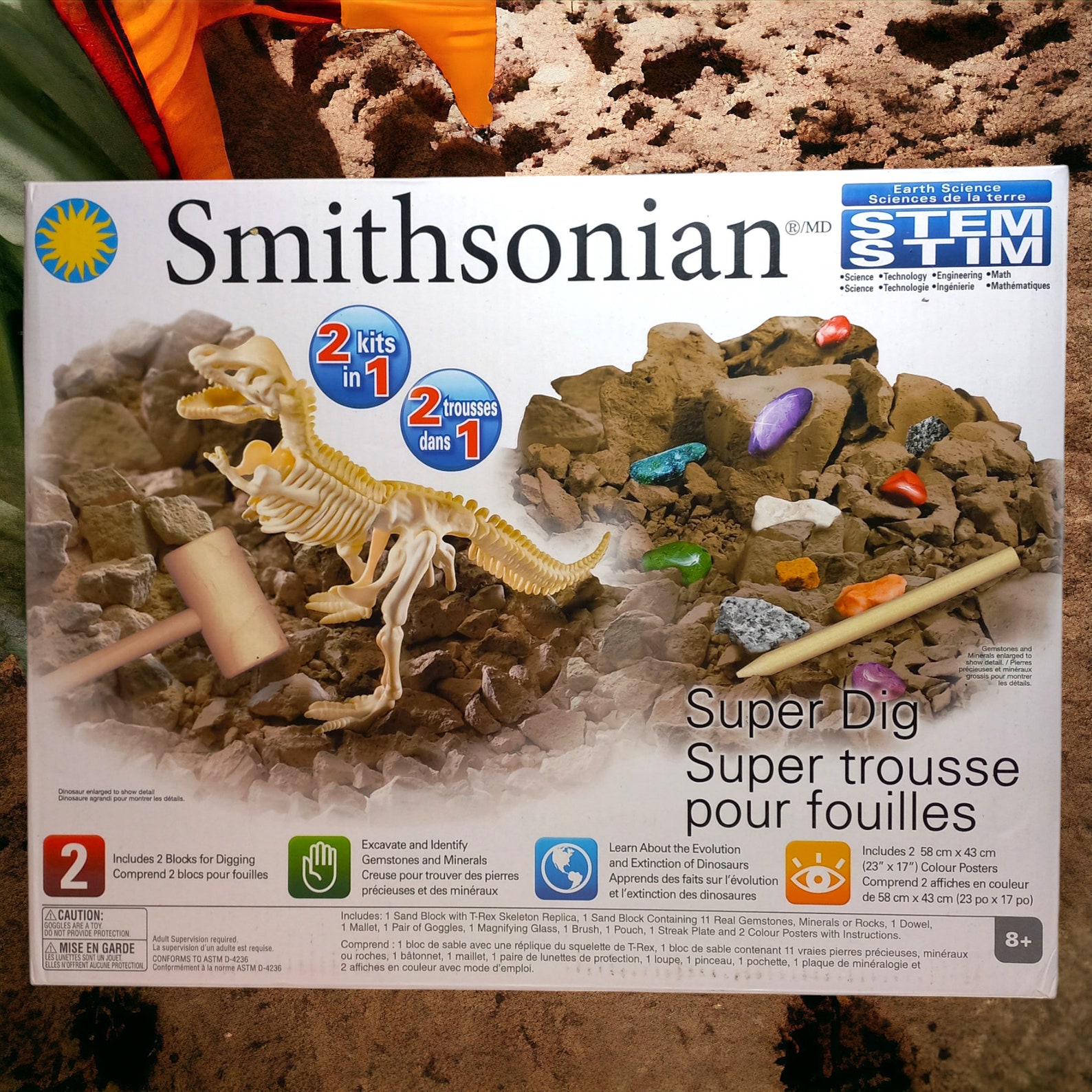 New Smithsonian 2-IN-1 Super Dig Set for Kids and Adults Gemstones and ...