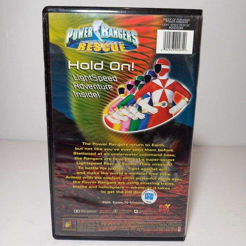 Power Rangers: Lightspeed Rescue VHS, 2000 70 Min Collectible. A Must ...