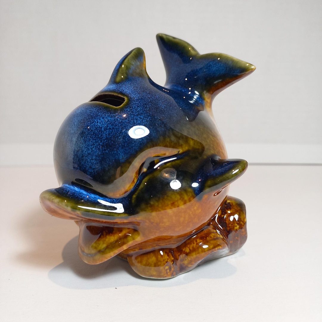 Dolphin Piggy Bank, Dolphin Figurine Bank. Very Cute Collectible ...