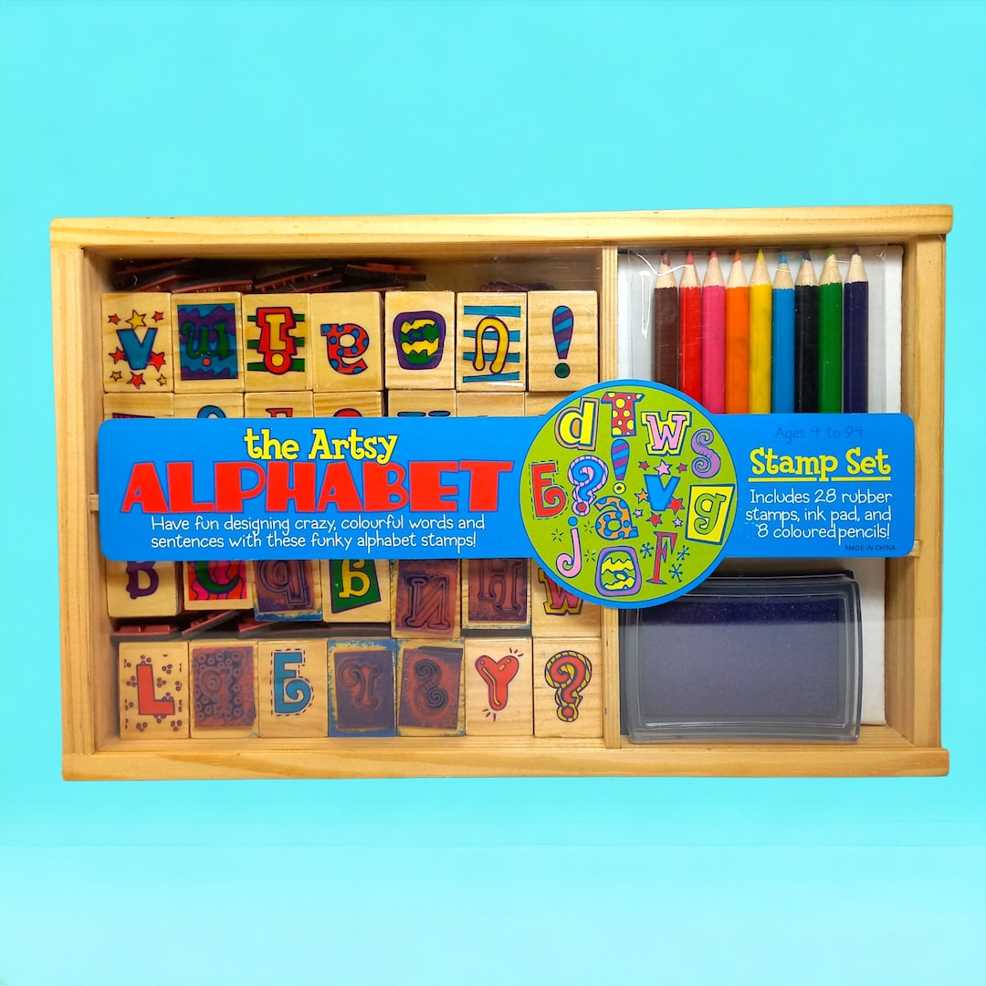 The Artsy Alphabet Wood Rubber 28 Stamp Arts Crafts Pre-owned. Complete ...