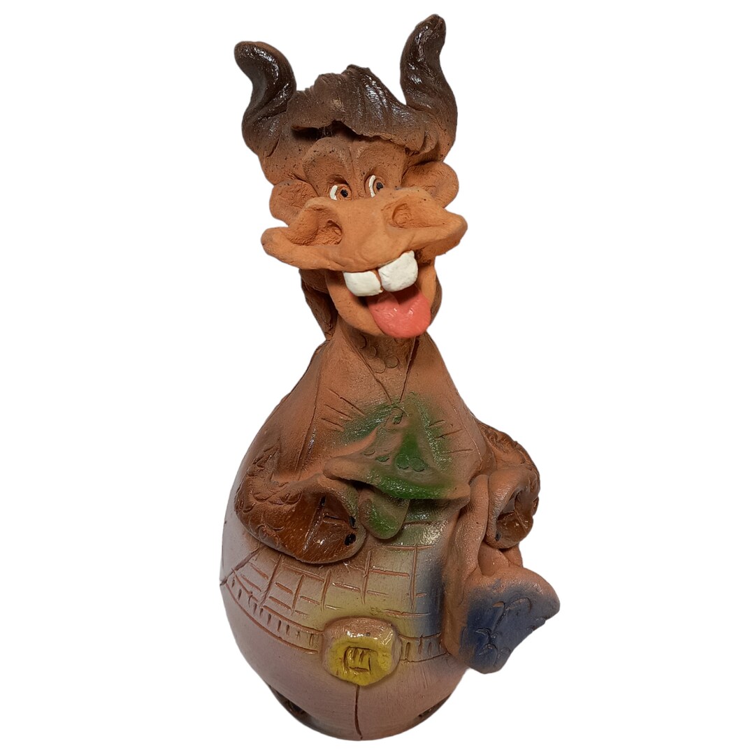 Clay/ceramic Pottery Cow Piggy Bank Vintage Handmade Painted/glazed ...