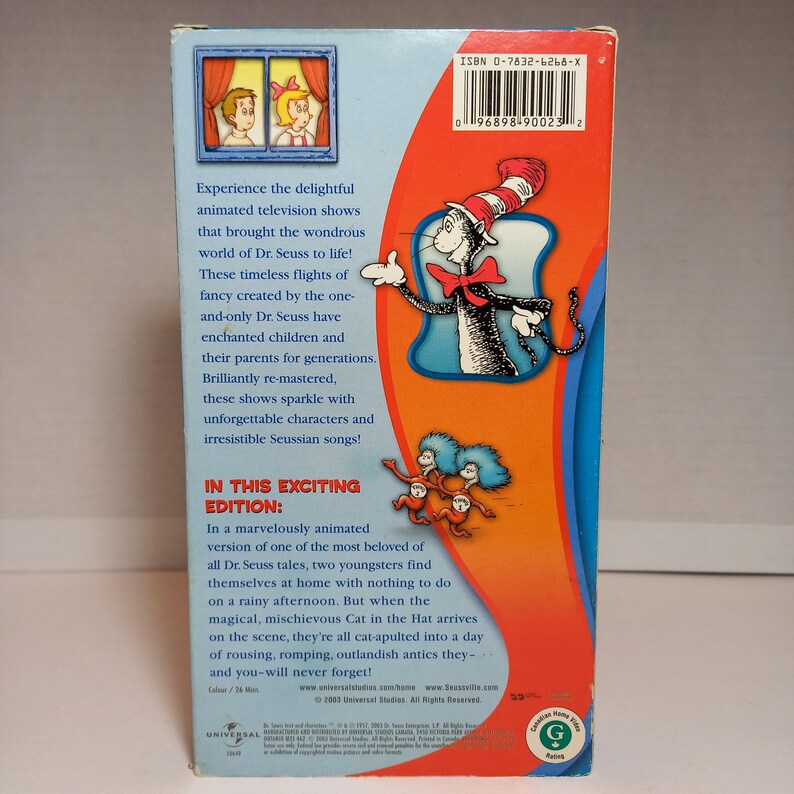 Dr. Seuss the Cat in the Hat VHS 2001/2003 Animated Sing Along Classic ...
