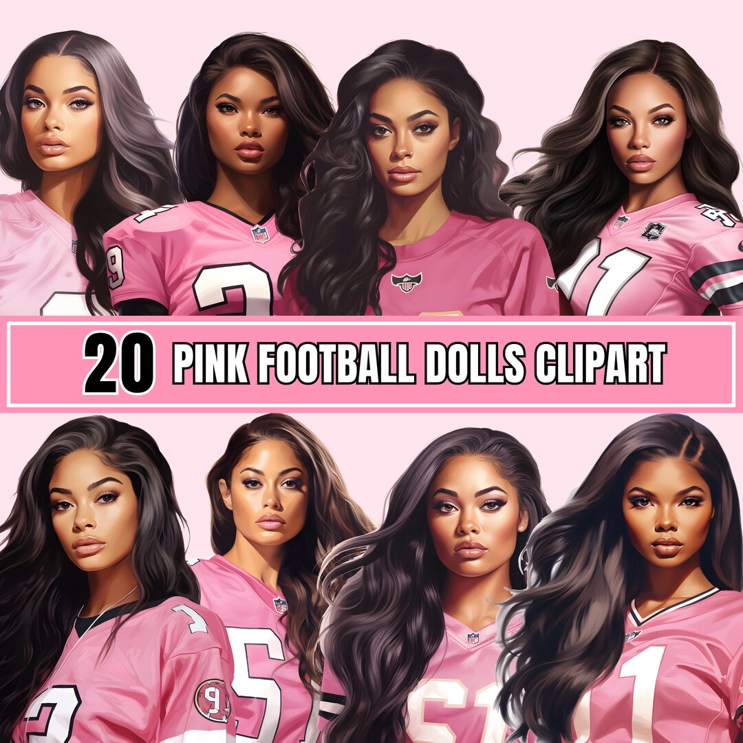 Pink Black Girl Football Dolls Clipart Png Set 20 Pink Black Girl Png Clipart Commercial Use