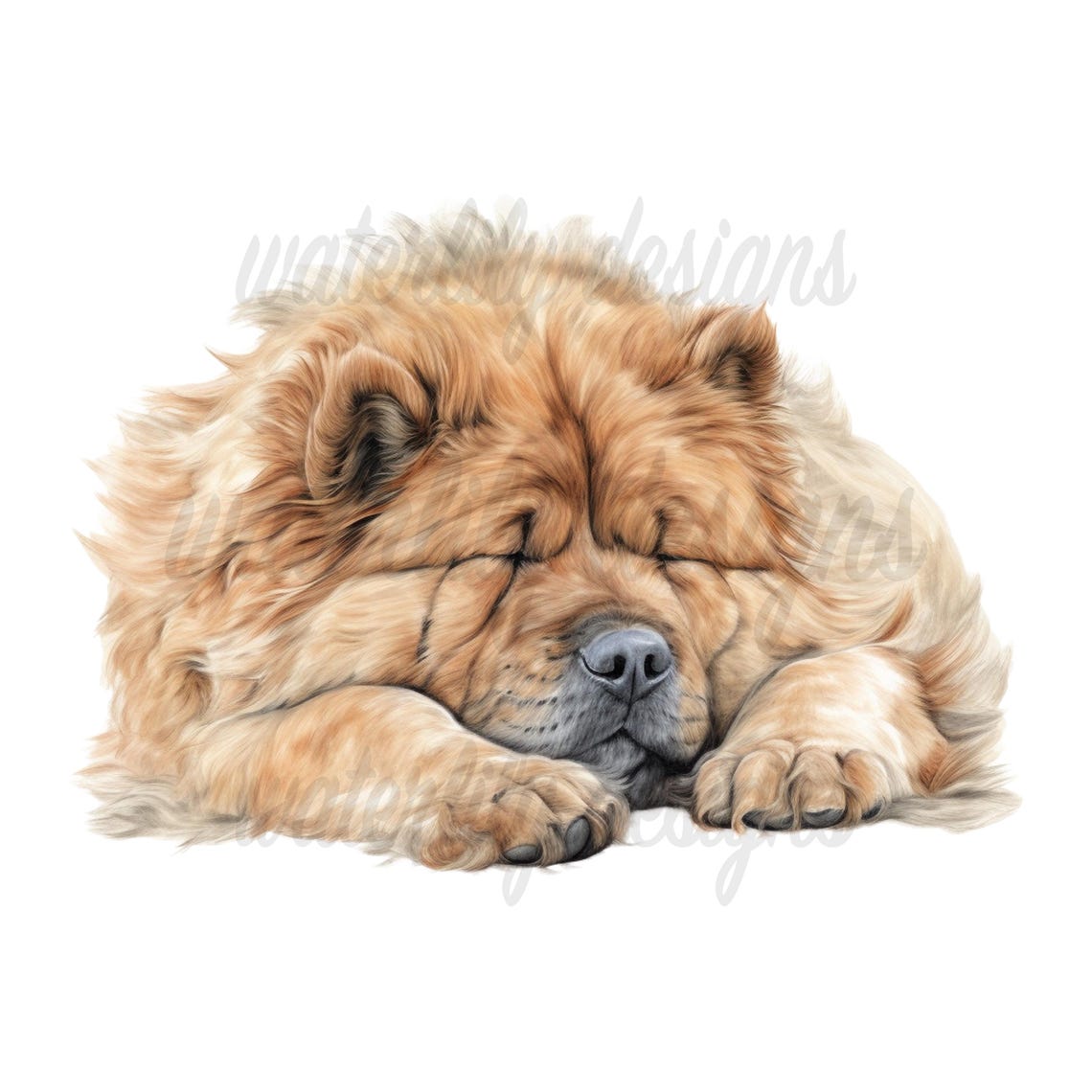 Chow Terrier Clipart Bundle: Watercolor PNG Images (digital Download ...