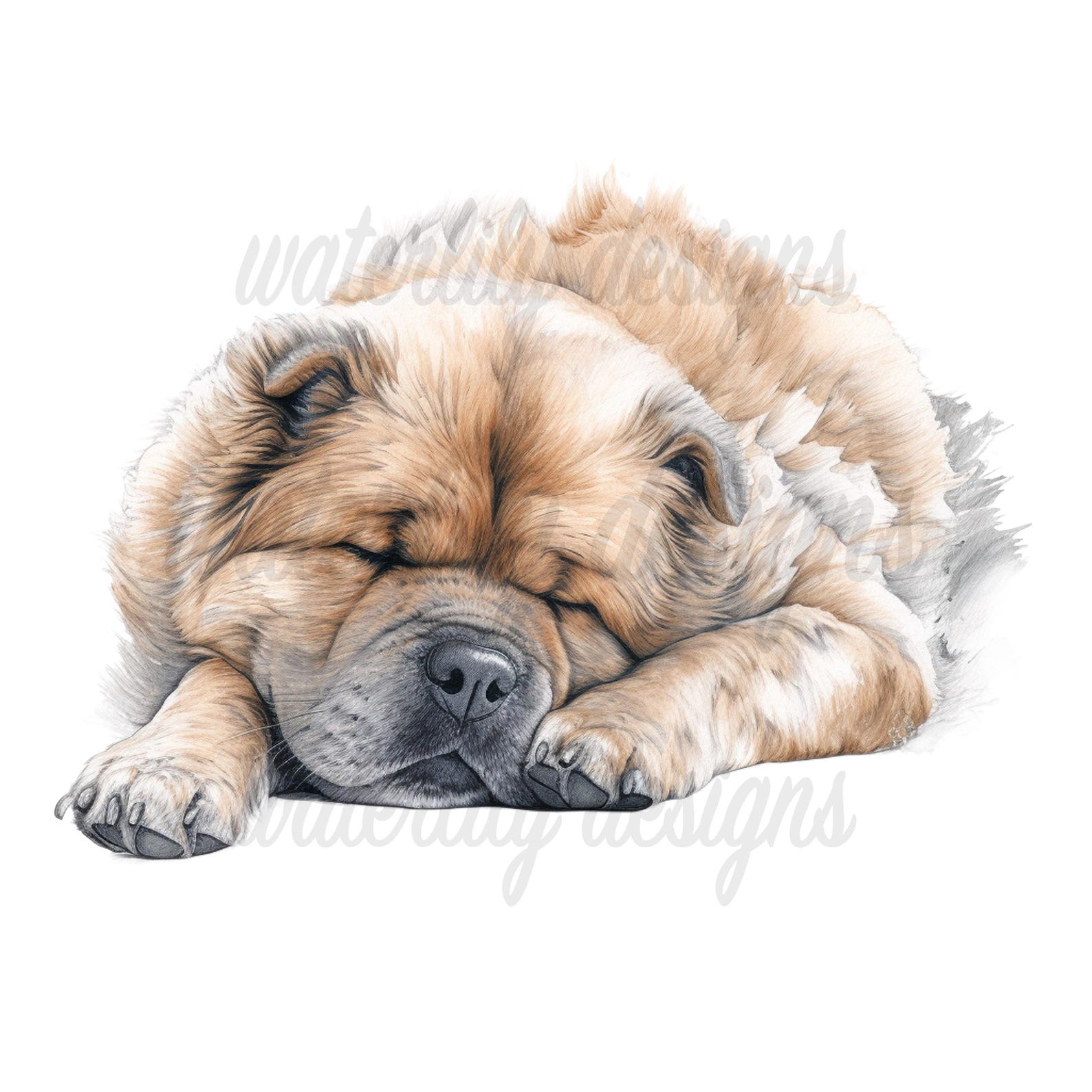 Chow Terrier Clipart Bundle: Watercolor PNG Images (digital Download ...