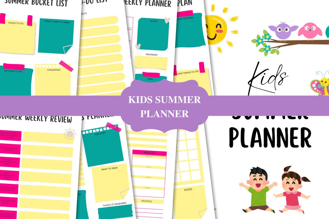 Kids Summer Planner Bundle, Fun Activity Pages, Printable Daily ...