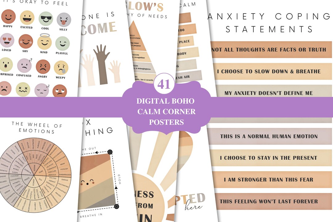 Boho Calm Corner Posters: Mindfulness & Anxiety Tools (digital Download ...