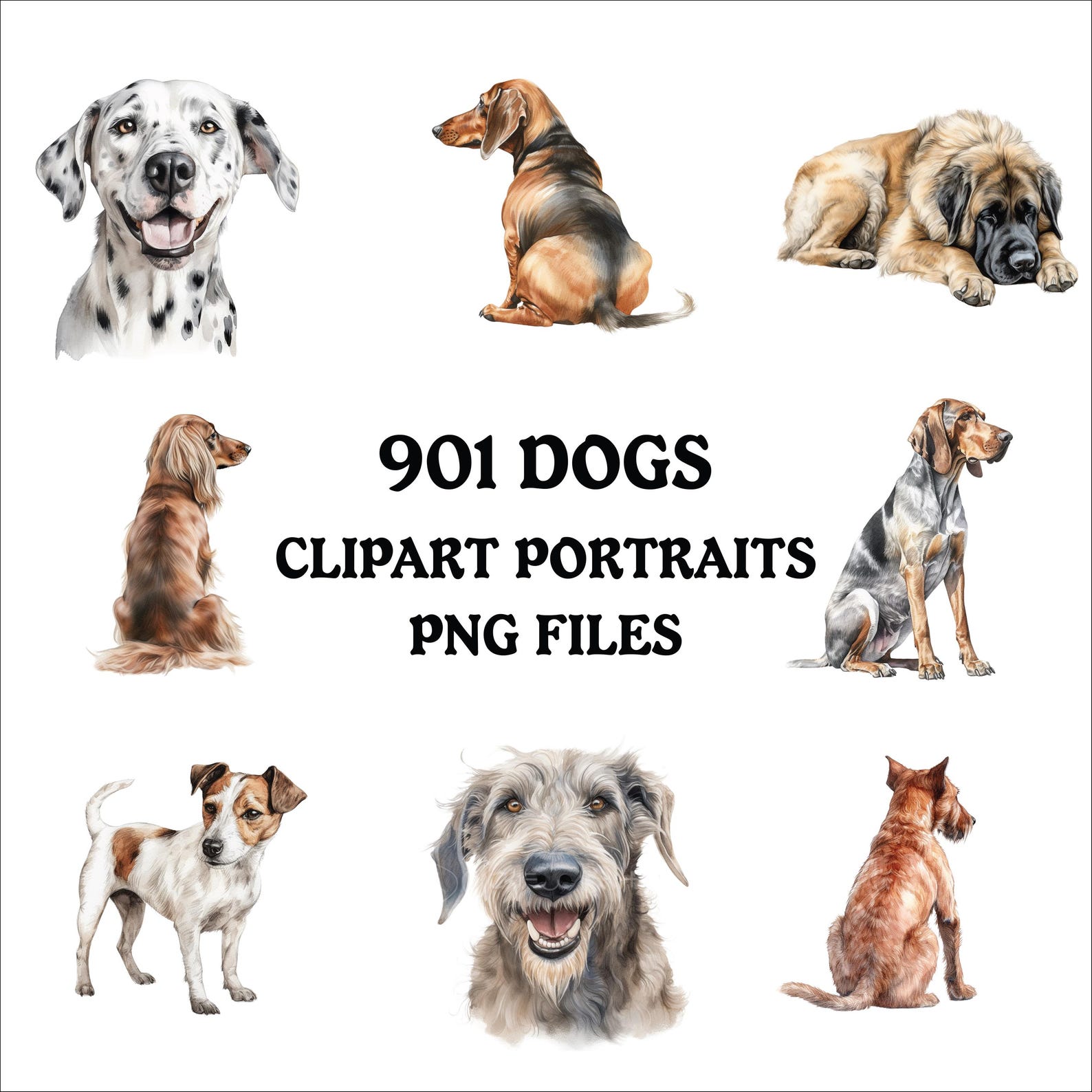 Watercolor Dog Clipart Bundle 901 High Quality Vibrant PNG Dog ...