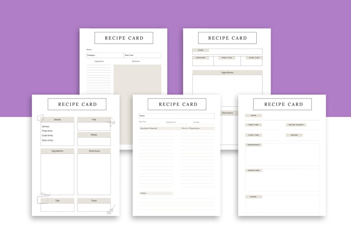Printable Recipe Card Tracker: Editable Meal Planner (personal ...