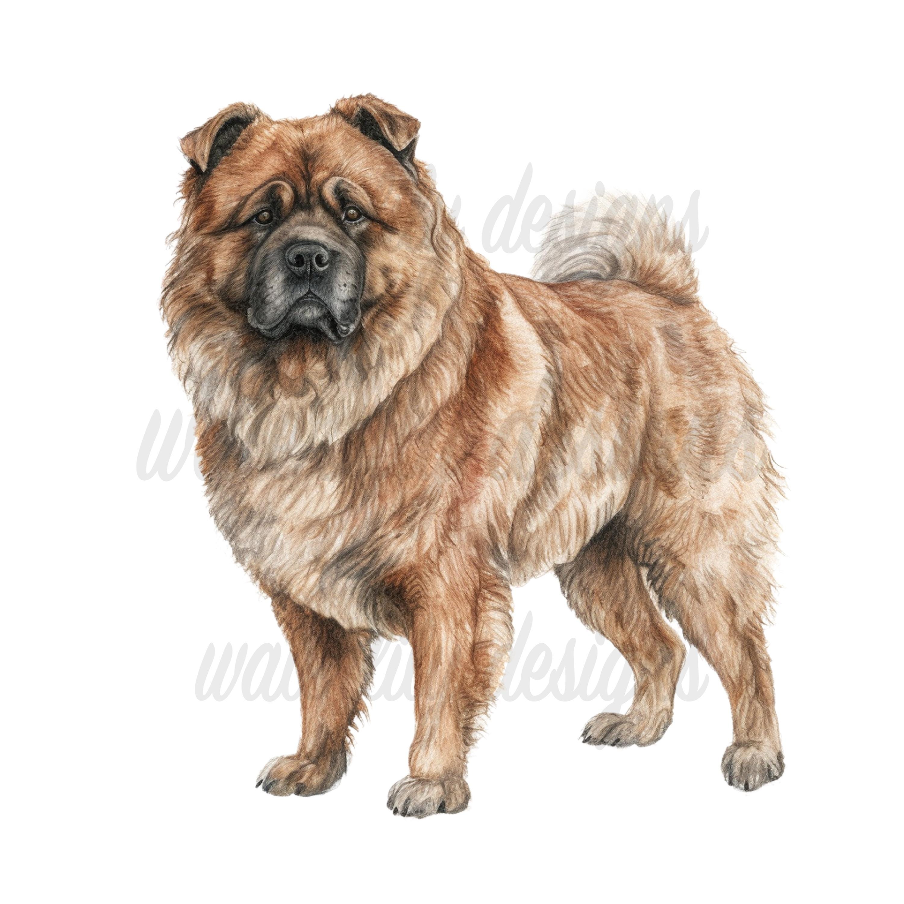 Chow Terrier Clipart Bundle: Watercolor PNG Images (digital Download ...