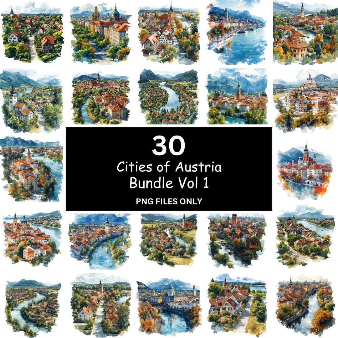 Austria Cityscape Digital Clipart Bundle Vol 1, 30 Clipart Prints ...