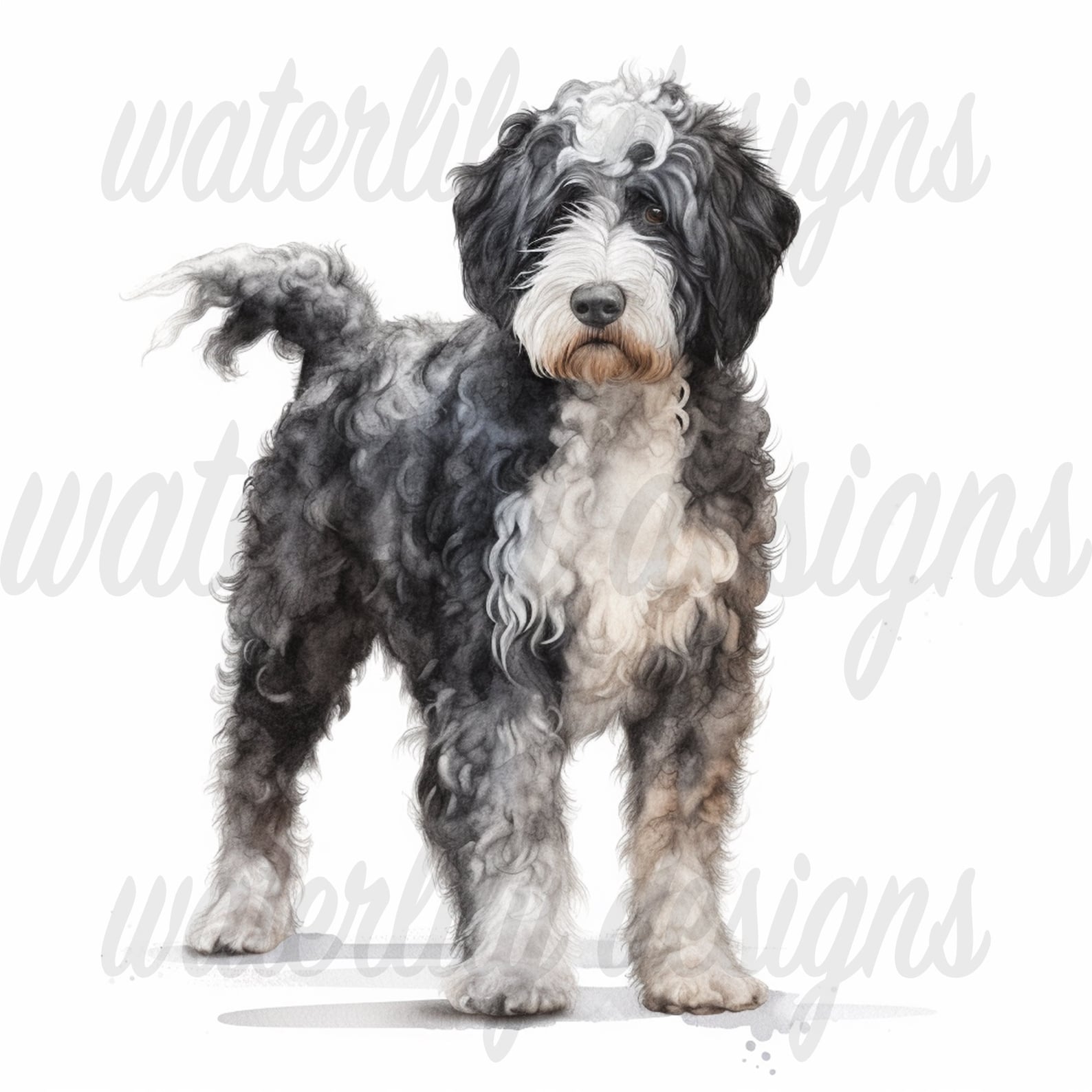 Bernedoodle Clipart Bundle - 6 High Quality Vibrant Jpgs, Printable ...