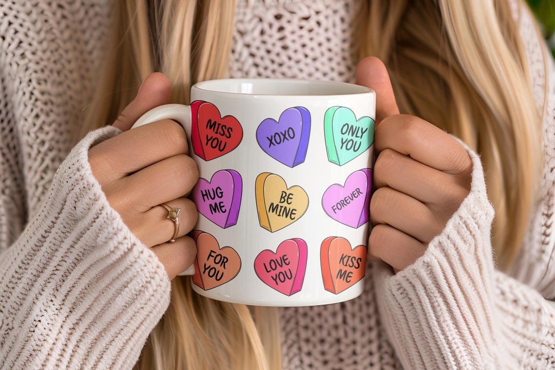 Conversation Hearts Digital Clipart, Candy Heart Mug, Valentines Day ...