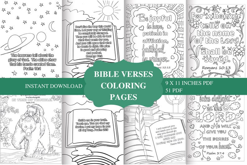 Bible Verse Coloring Pages for Kids: 51 Printable Scriptures ...