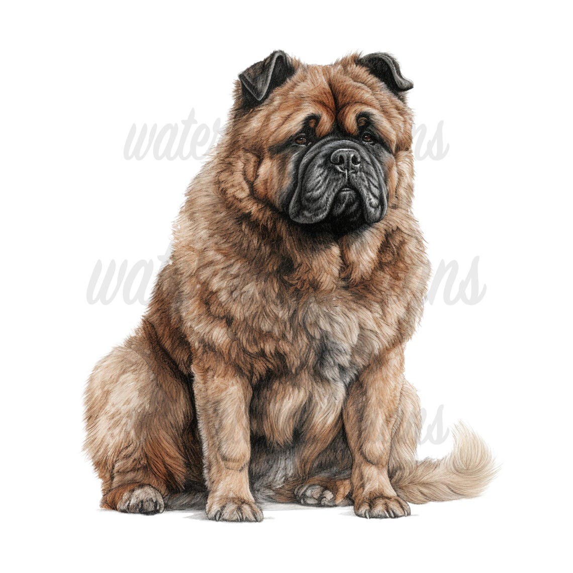 Chow Terrier Clipart Bundle: Watercolor PNG Images (digital Download ...