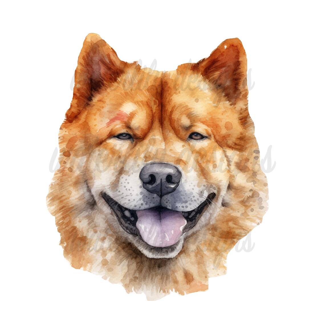 Chow Terrier Clipart Bundle: Watercolor PNG Images (digital Download ...