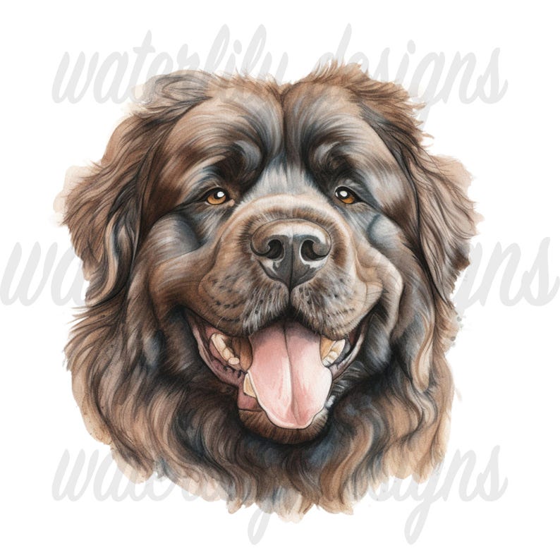 Newfoundland Dog Clipart Bundle: Watercolor PNG Images (digital ...
