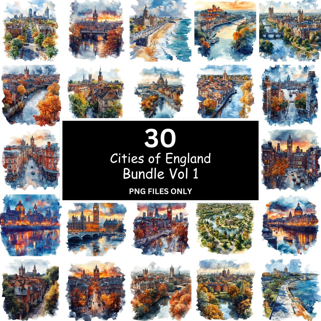 England Cityscape Digital Clipart Bundle Vol 1, 30 Digital Clipart ...