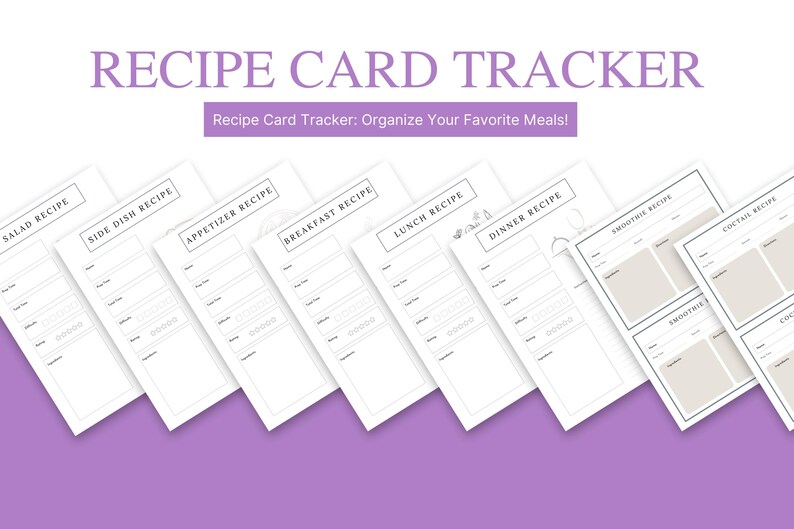 Printable Recipe Card Tracker: Editable Meal Planner (personal ...