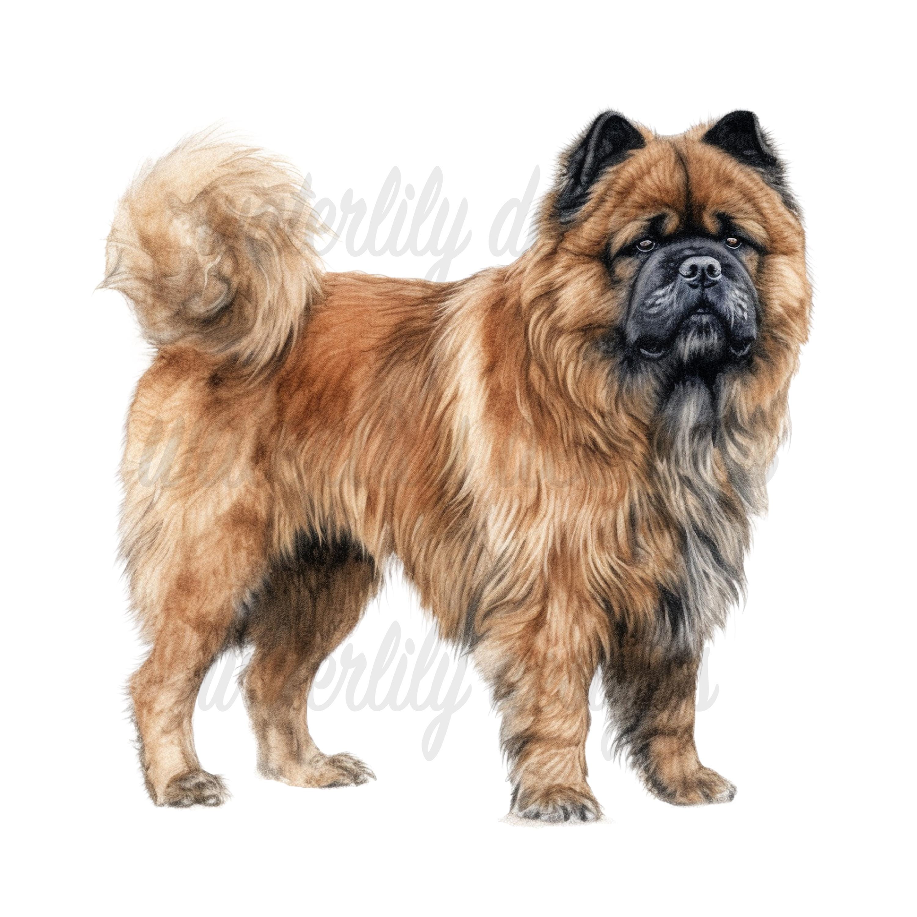 Chow Terrier Clipart Bundle: Watercolor PNG Images (digital Download ...