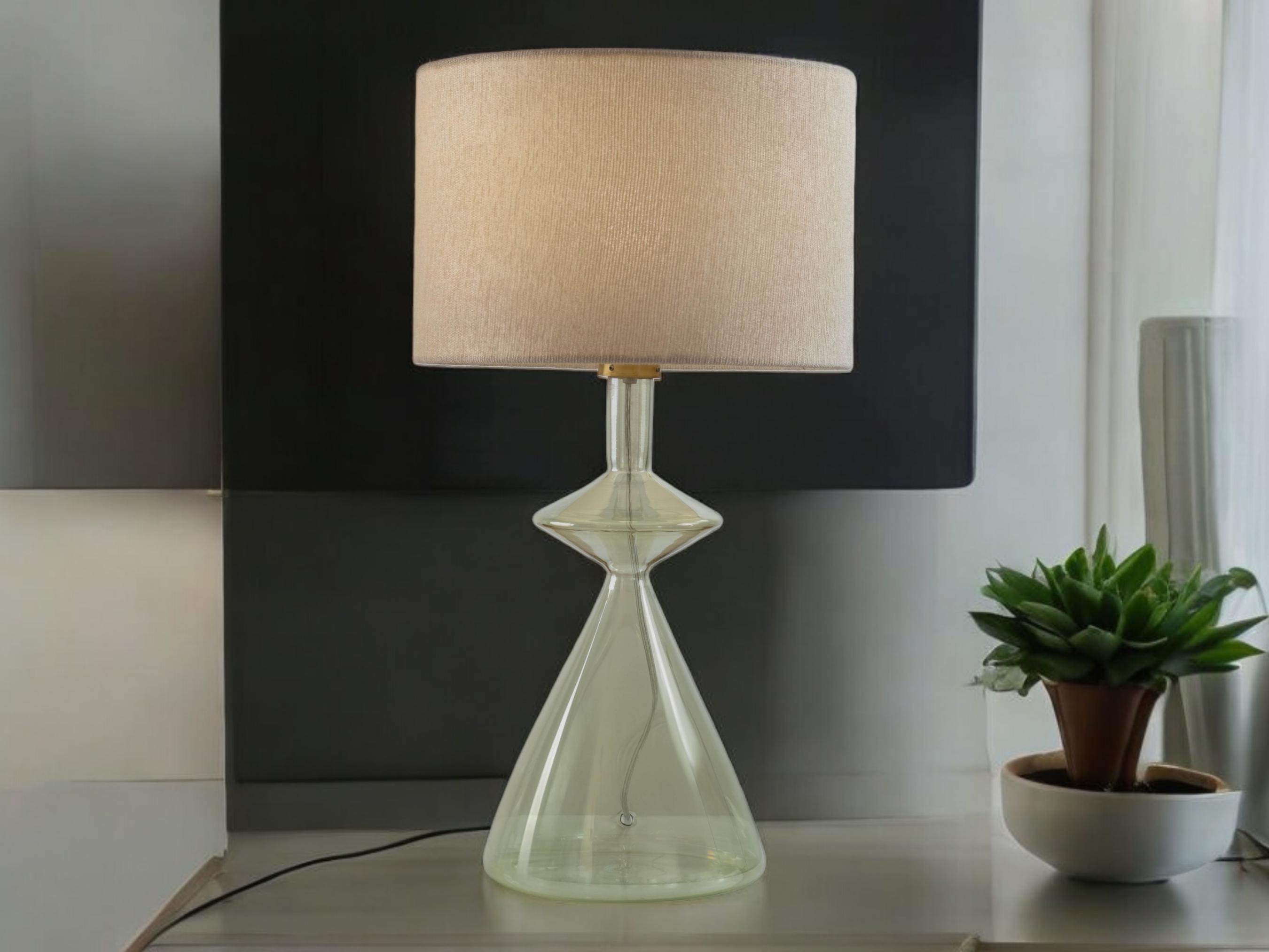 Metalized glass table lamp store