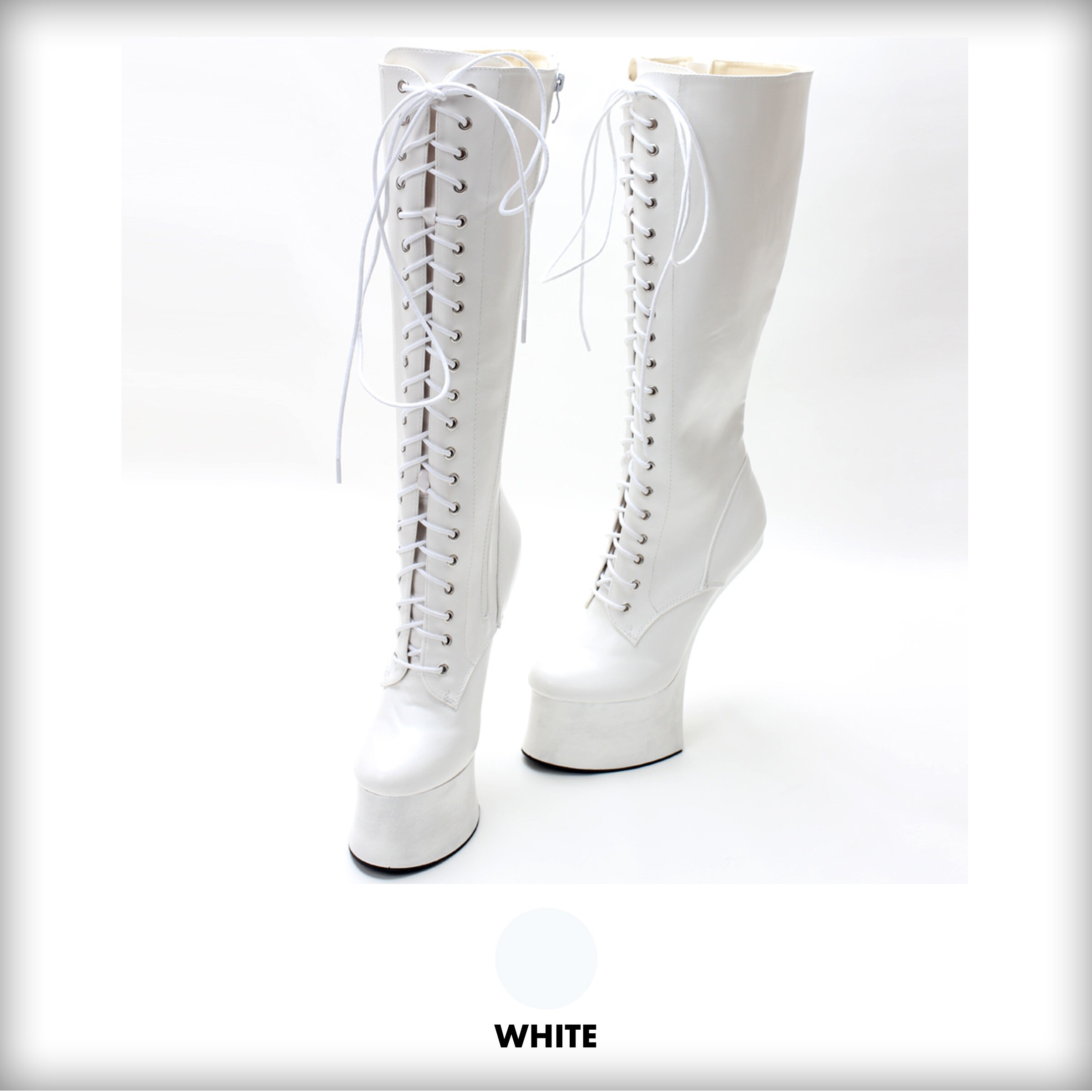 Horse Hoof Shoes Creature Cosplay Lace up Ankle High Heels White or ...