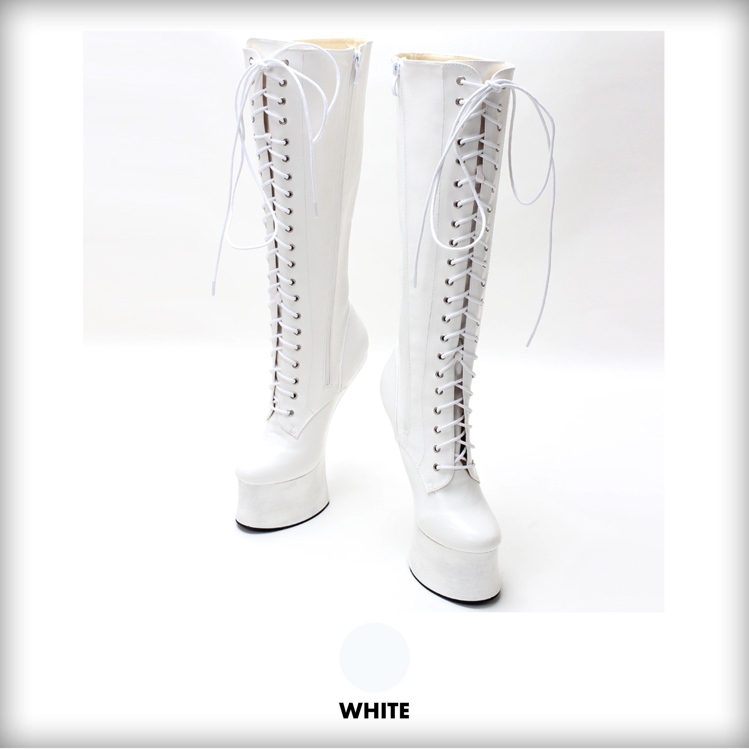 Horse Hoof Shoes Creature Cosplay Lace up Ankle High Heels White or ...
