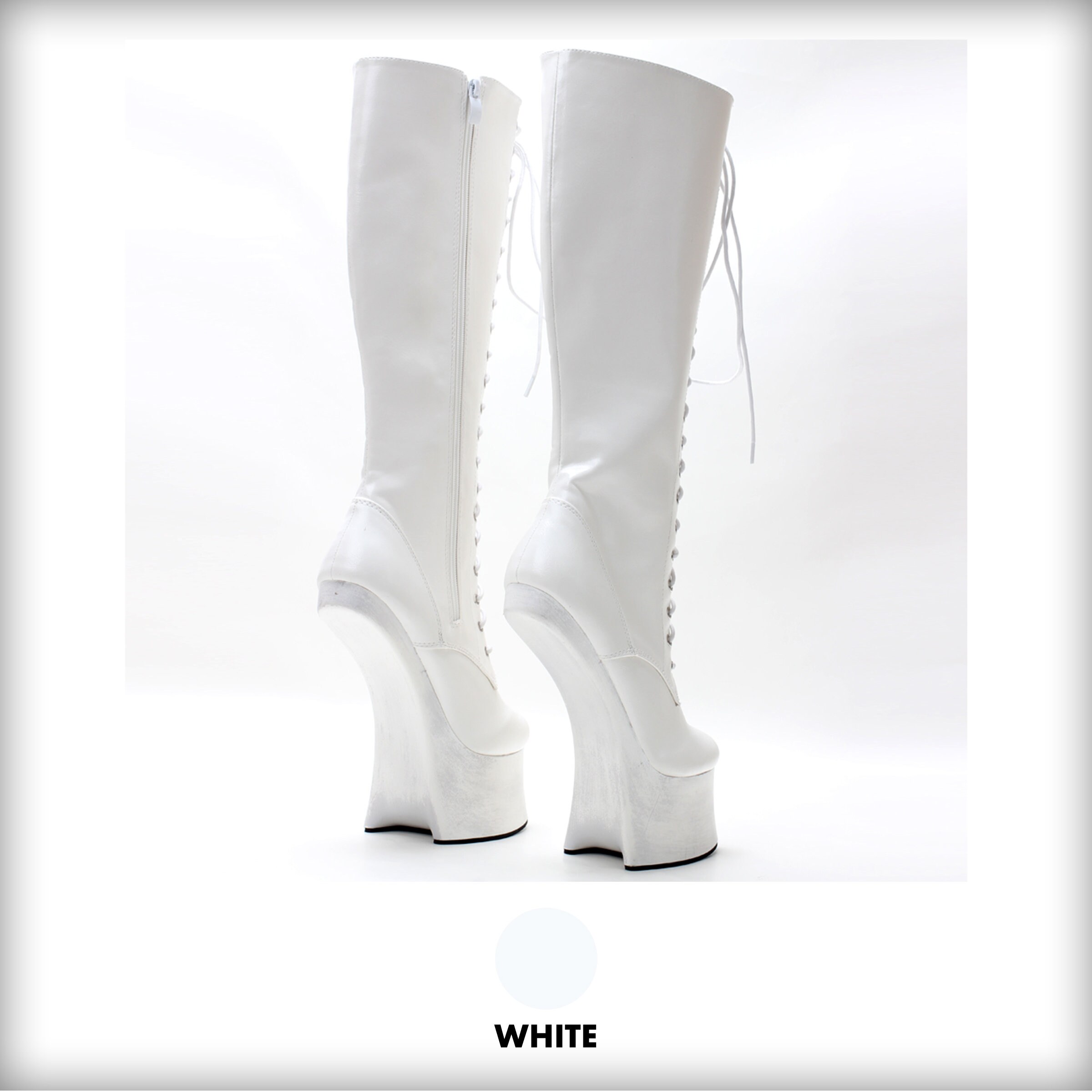 Horse Hoof Shoes Creature Cosplay Lace up Ankle High Heels White or ...